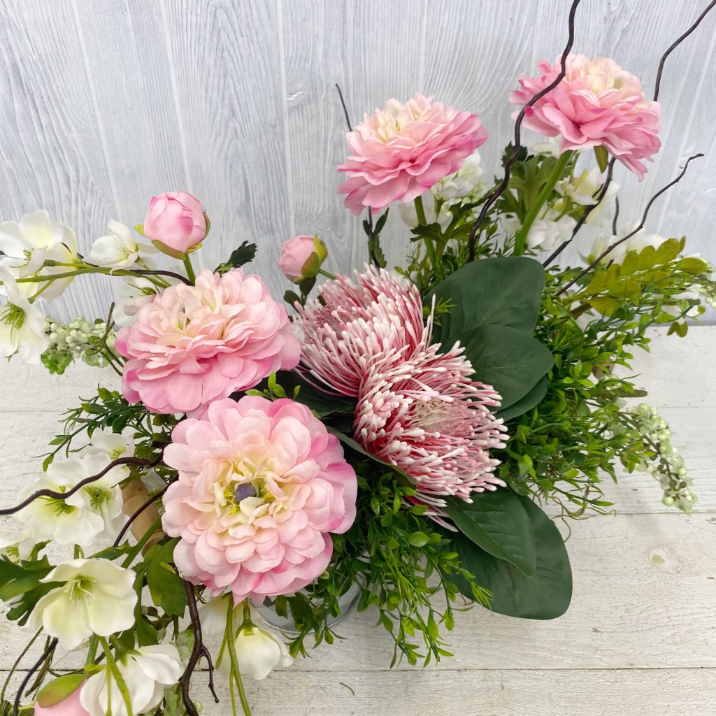 Pink Long and Low Floral Arrangement . Kelea's Design School