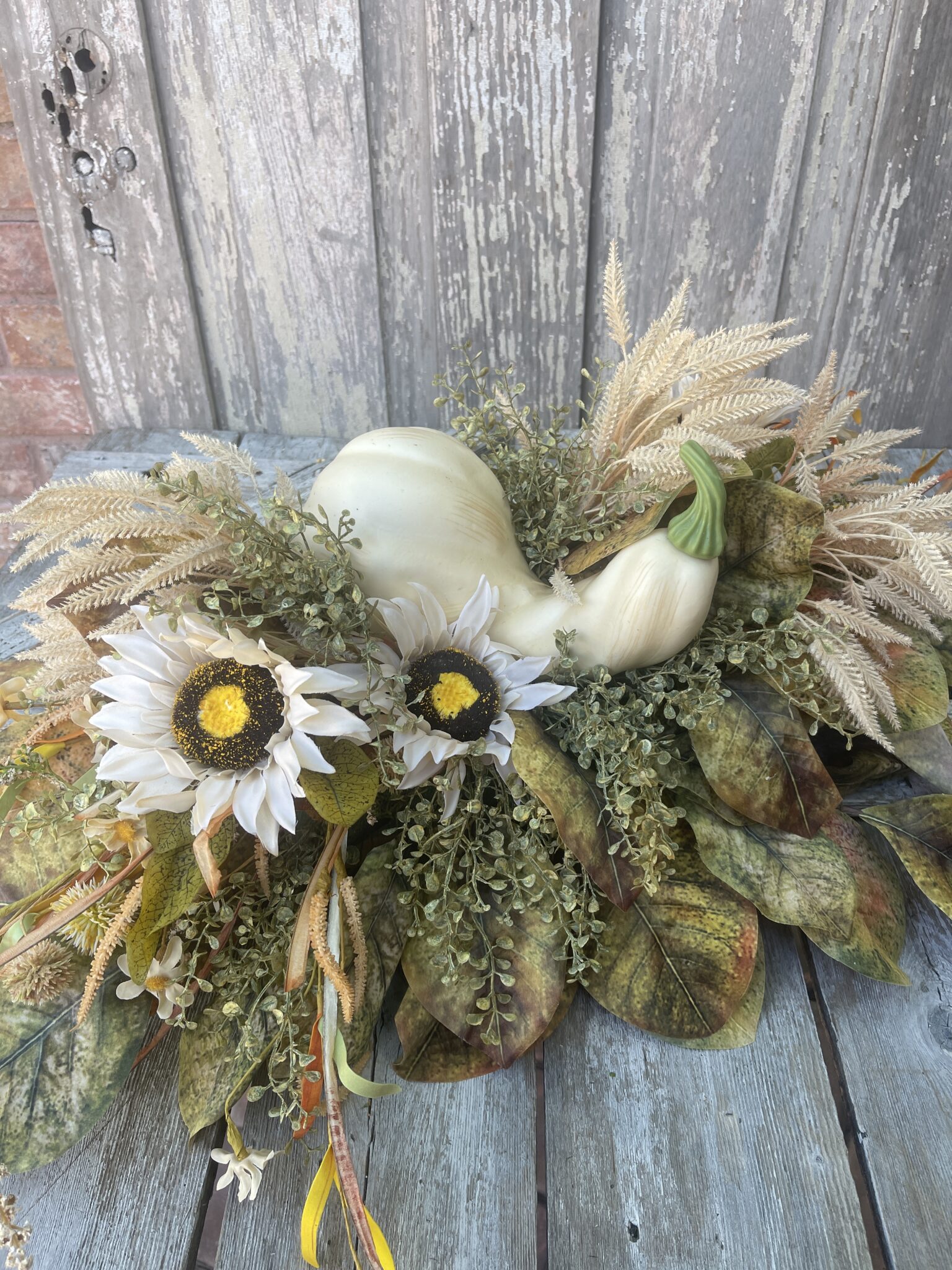 White and Green Fall Gourd Centerpiece . Kelea's Design School