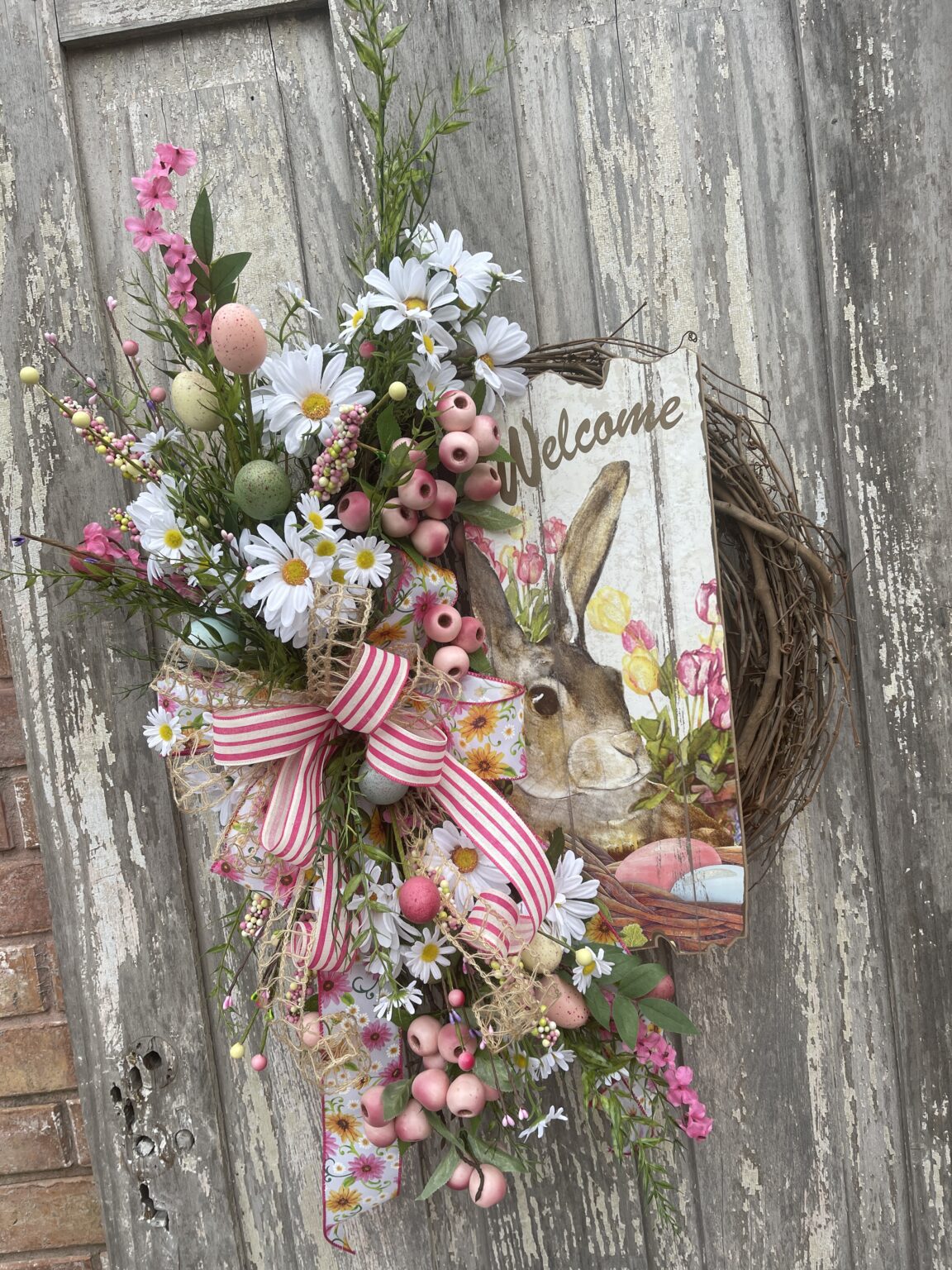 Welcome Easter Bunny Wreath with Sign . Kelea's Design School