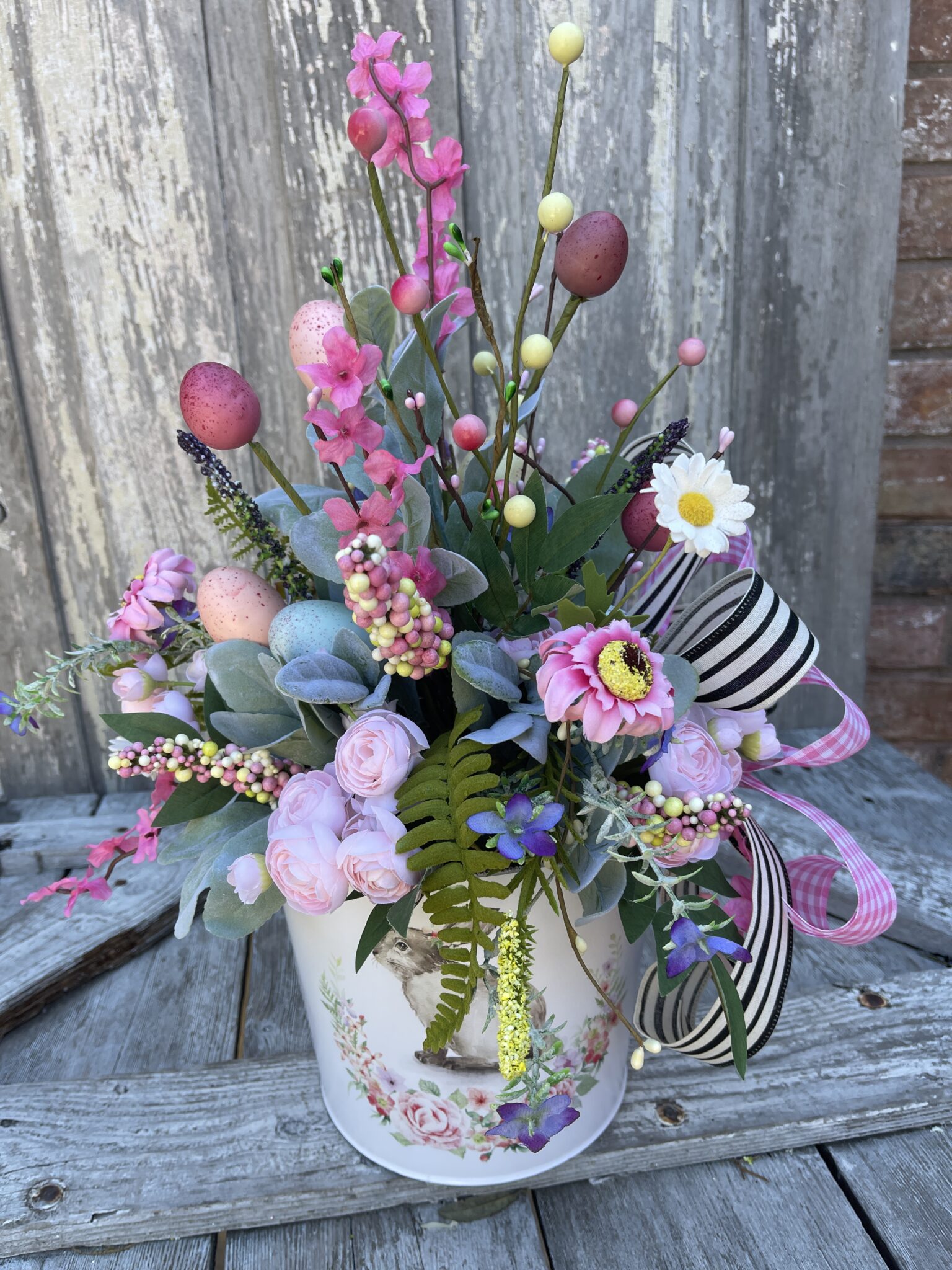 Bunny Bucket Floral Centerpiece . Kelea's Design School