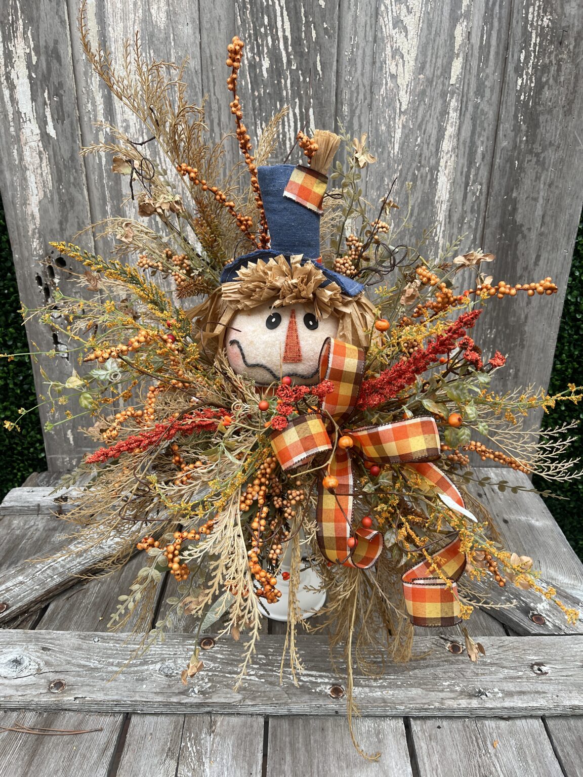 Scarecrow Fall Candlestick Floral Arrangement . Kelea's Design School