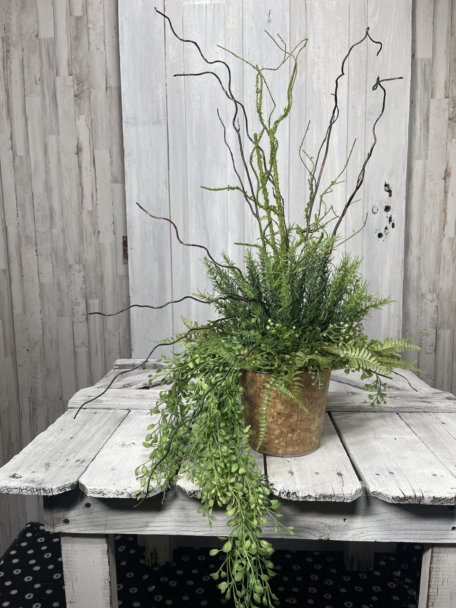 Year Round Cork Bucket Greenery Arrangement . Kelea's Design School